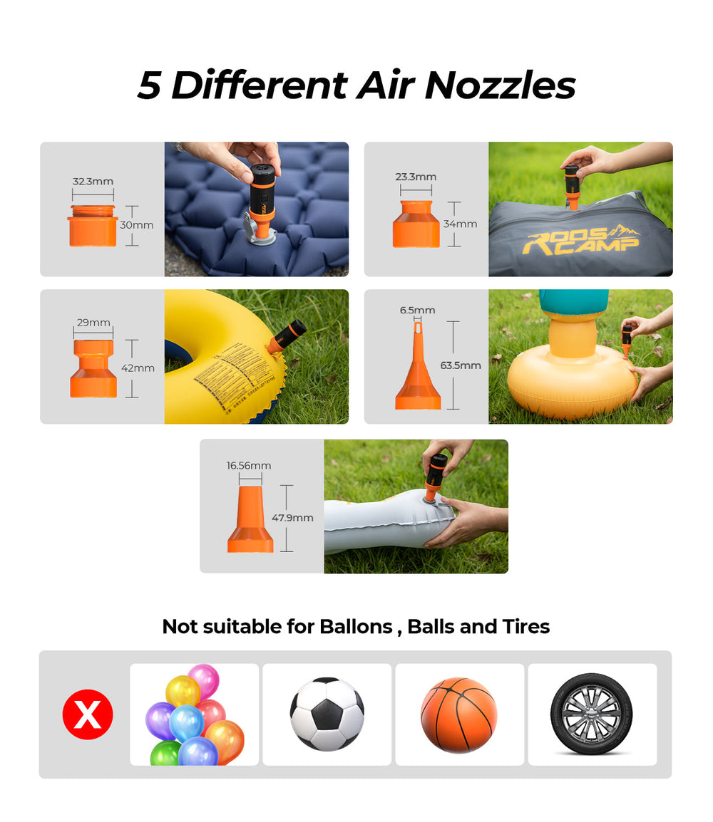 RoosCamp Aero Pump-3-in-1 Mini Air Pump